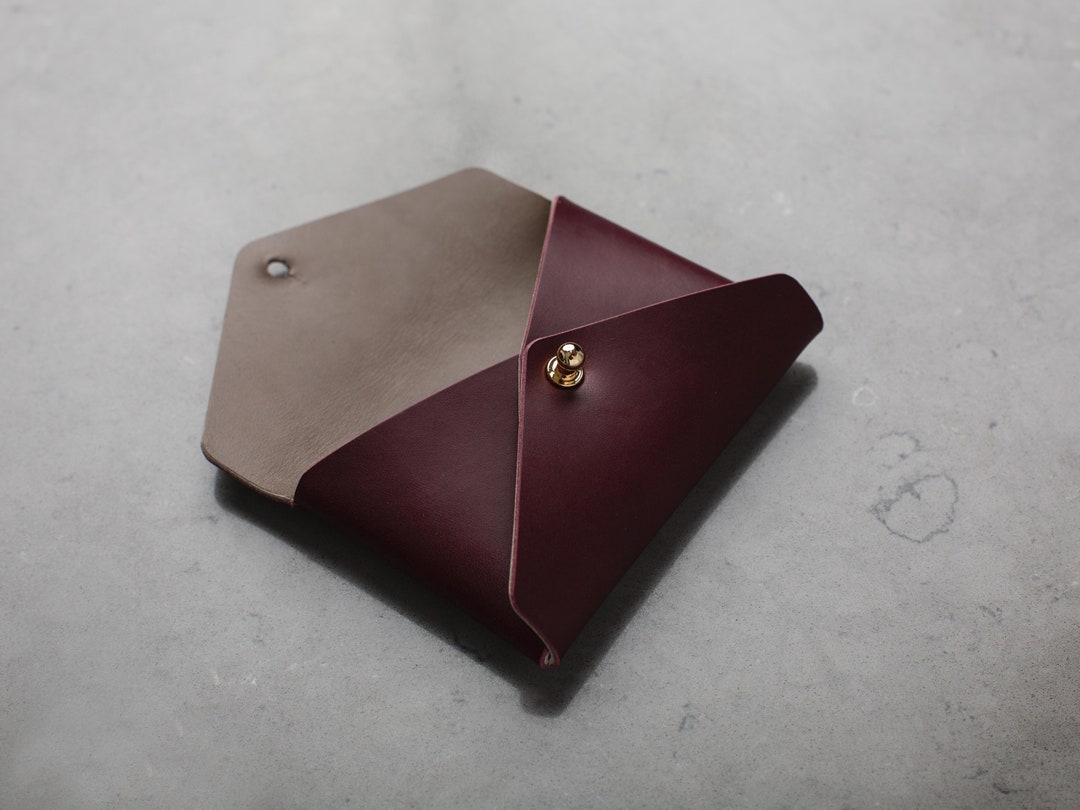 Kirigami Italian Leather Card Wallet, Personalized Contrast Lining - Etsy