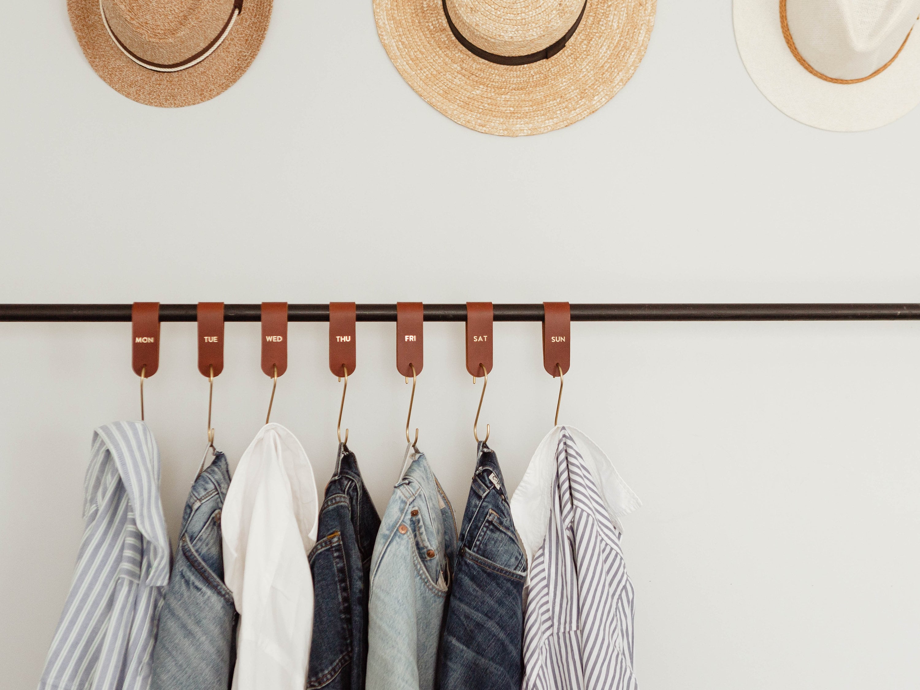 Days of the Week Organization Hooks Mon-sun Solid Brass S - Etsy