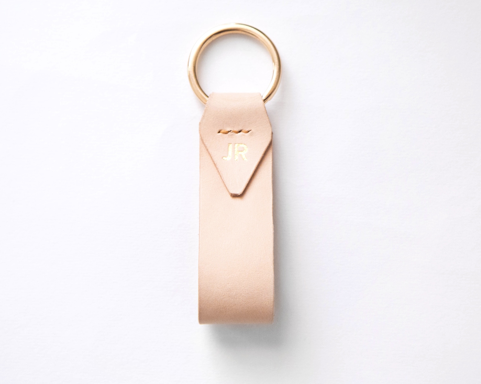 Green Italian Leather Key Chain With Gold Key Ring | Etsy