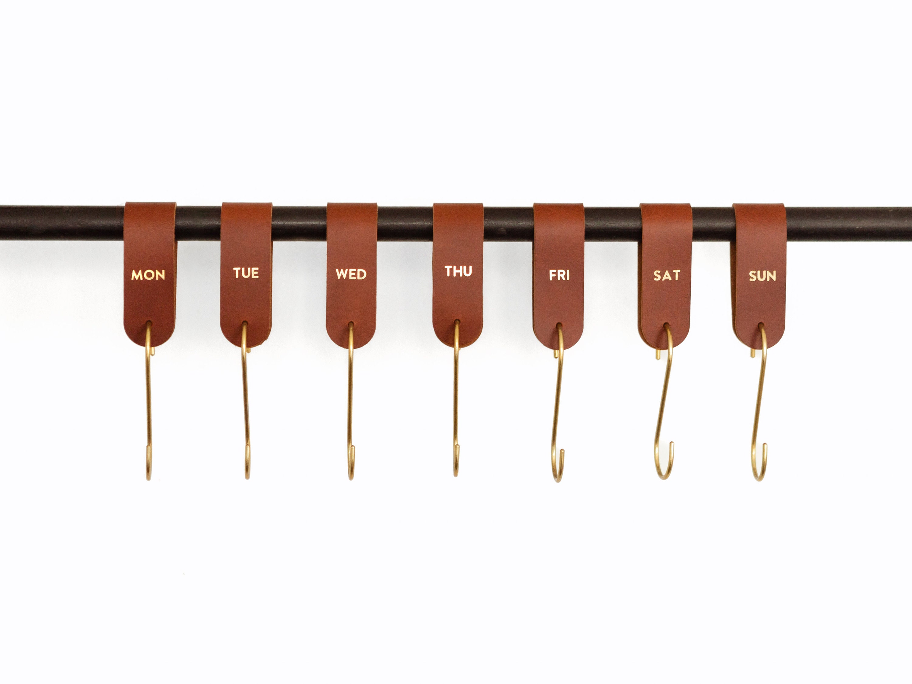 Days of the Week Organization Hooks Mon-sun Solid Brass S - Etsy