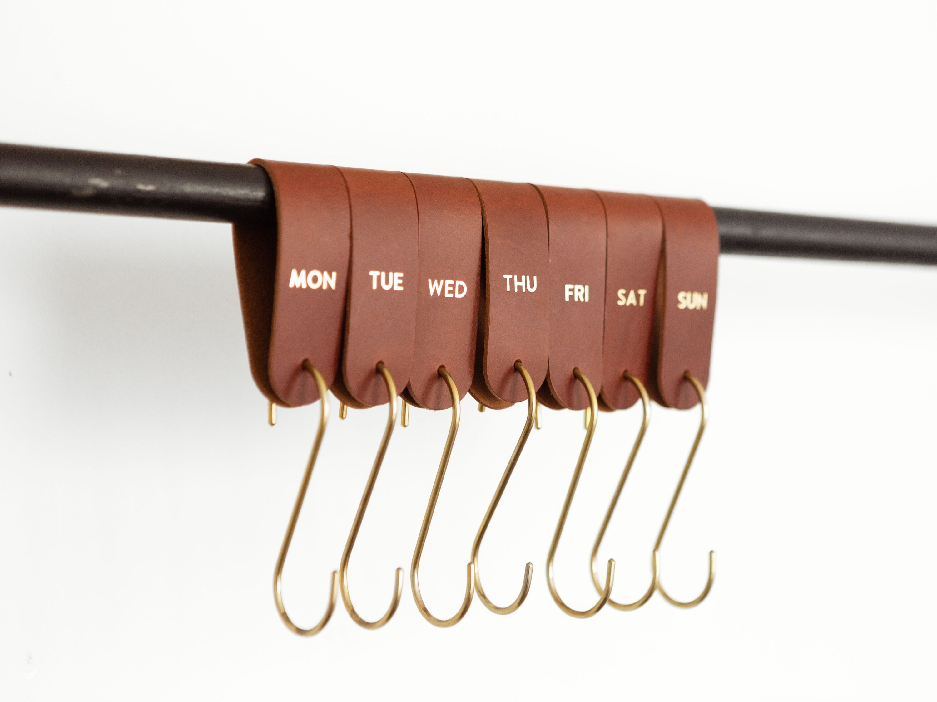 Days of the Week Organization Hooks Mon-sun Solid Brass S - Etsy