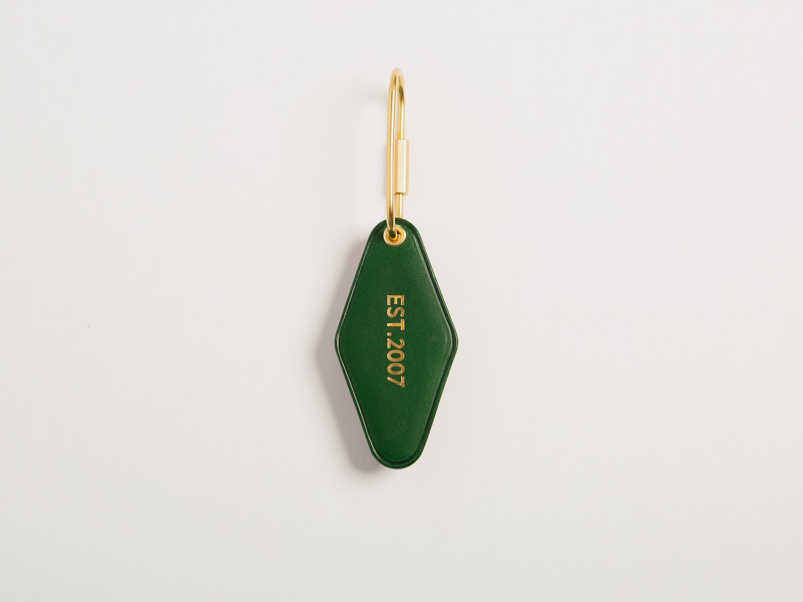 Green Italian Leather Keychain, Brass Key Ring, Personalized Monogram ...
