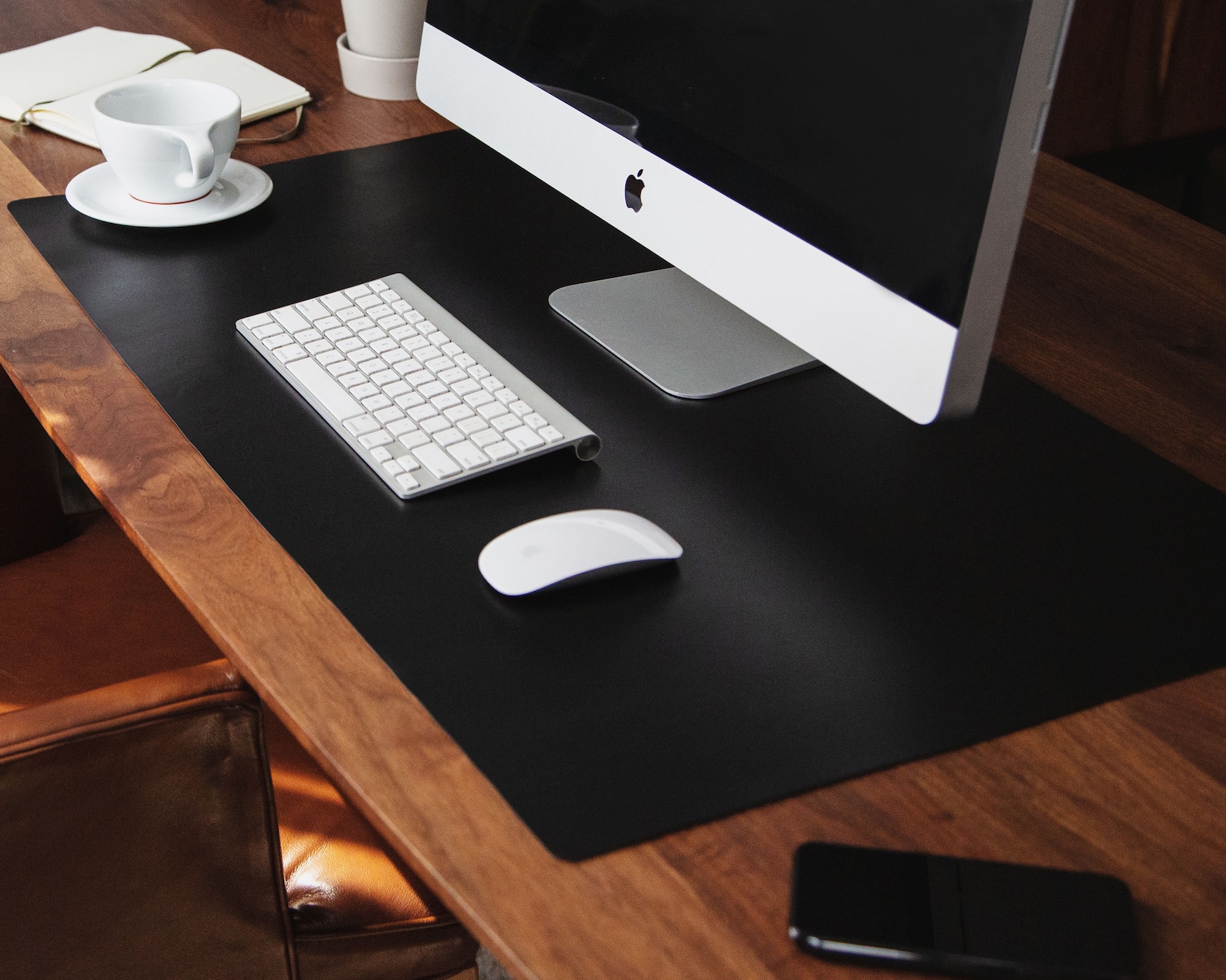 Warm Gray Italian Leather Desk Mat, Portable Blotter, Personalized - Etsy