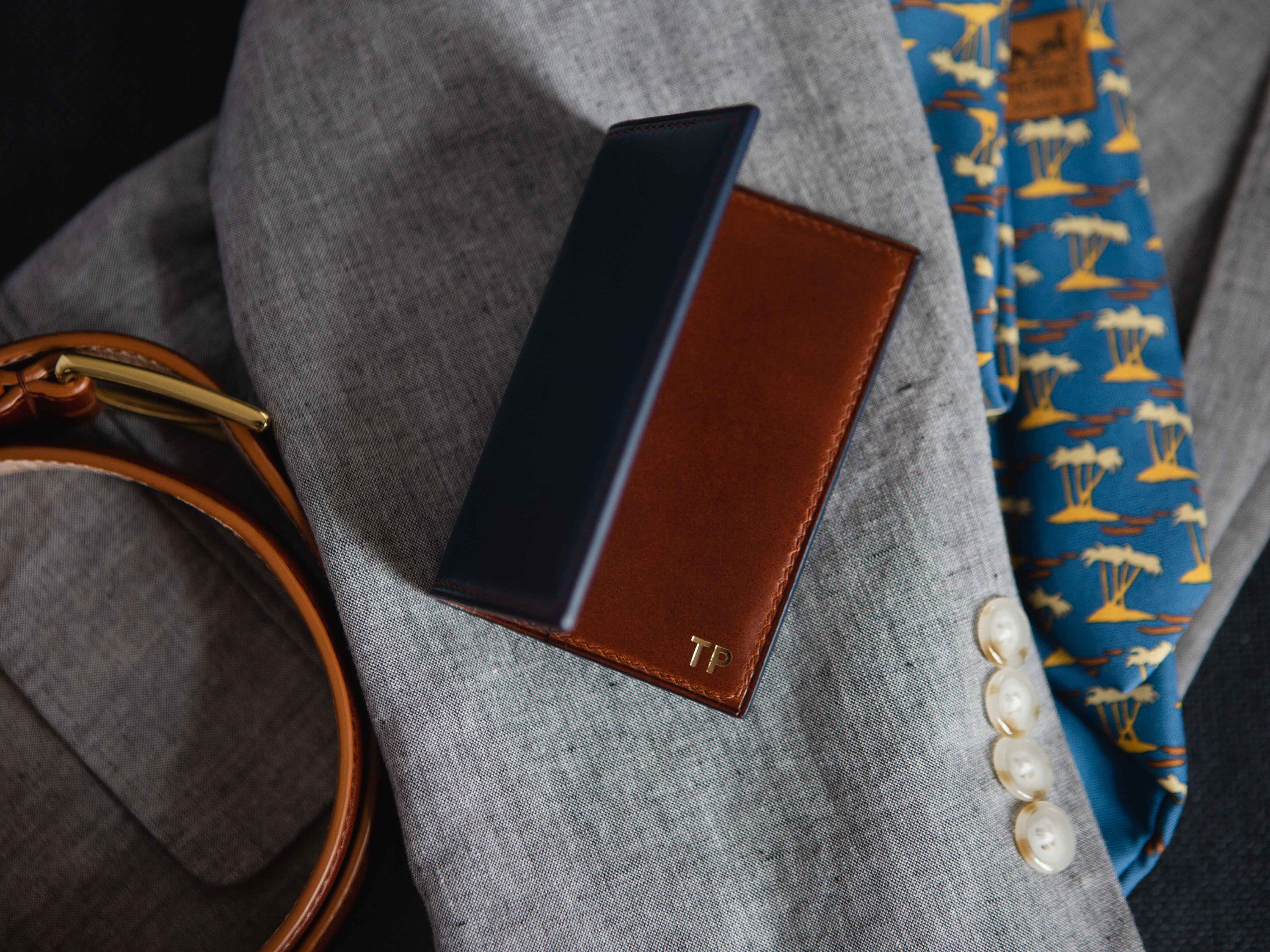 Leather Bi-fold Card Wallet, Italian Veg Tanned Leather, Contrast ...