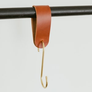 Leather Loop Hooks, Italian Buttero Veg Tan Leather, Solid Brass ...
