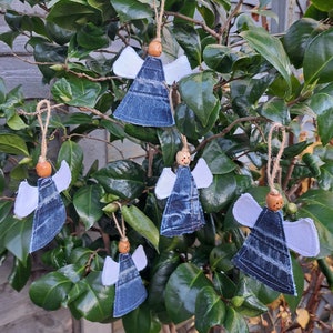 Angel, 5 Handmade Hanging Decorations Made From Recycled Denim. - Etsy