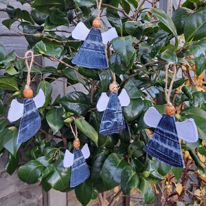Angel, 5 Handmade Hanging Decorations Made From Recycled Denim. - Etsy