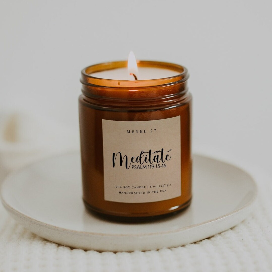 Meditate Bible Verse Handmade Soy Candle, Eco Friendly Meditation ...