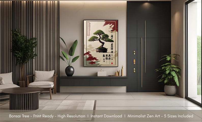 Bonsai Tree Zen Print: Japanese Feng Shui Wall Art (digital Download, 5 ...