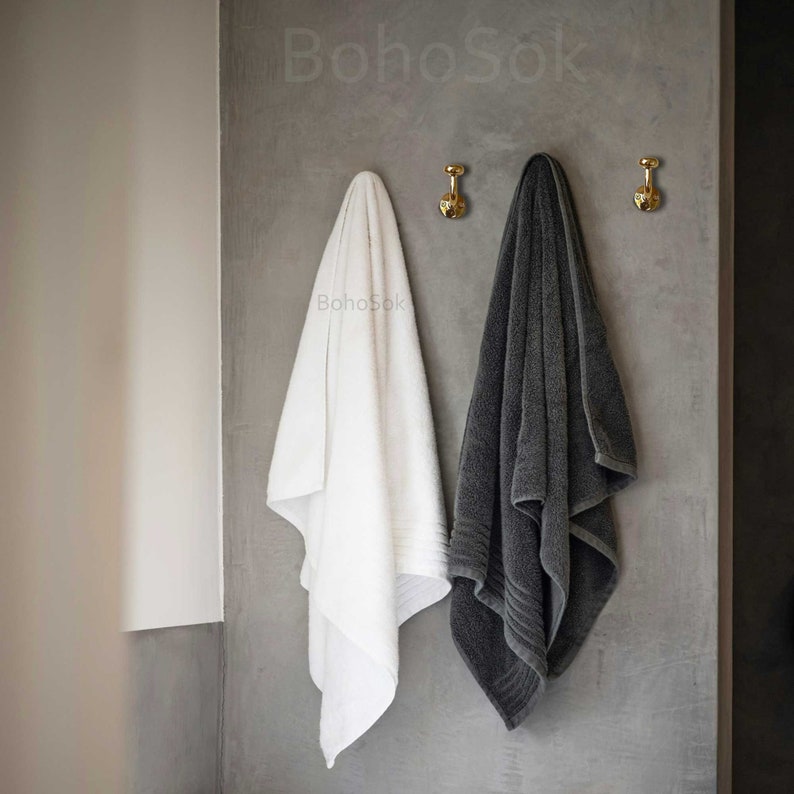 Unlacquered Brass Wall Hooks Set, Bathroom Hooks, Rustic Towel Hook ...