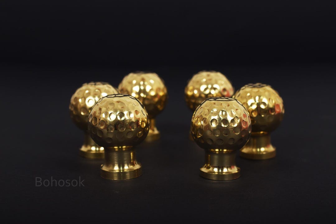 Set of Solid Unlacquered Brass Kitchen Cabinet Knobs, Rustic Glossy ...