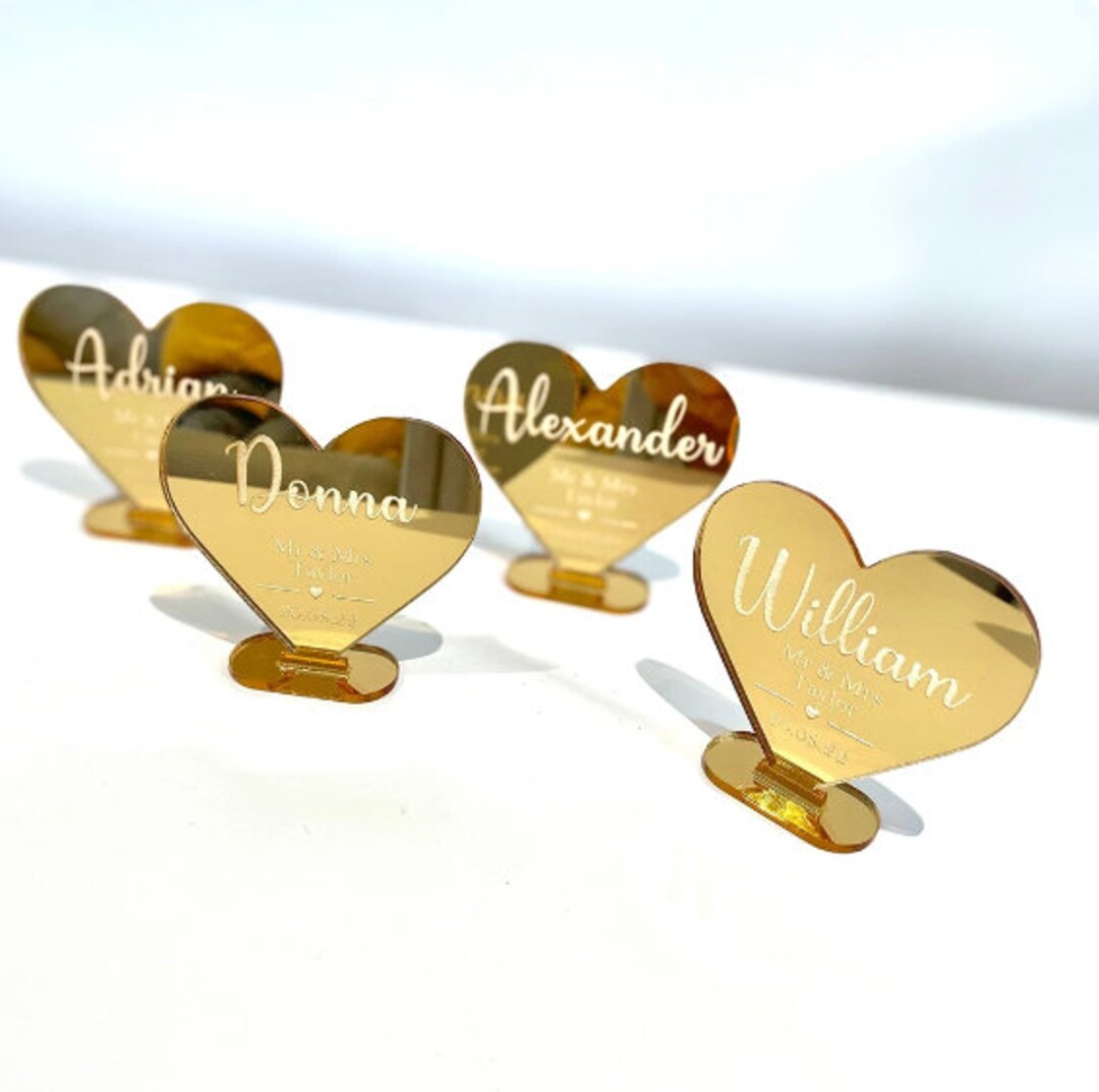 Custom Freestanding Heart Wedding Place Name, Personalised Wedding ...