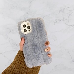 Kawaii Cute Fuzzy Plush Fluffy Soft Lattice Embroidery iPhone 15 Case ...