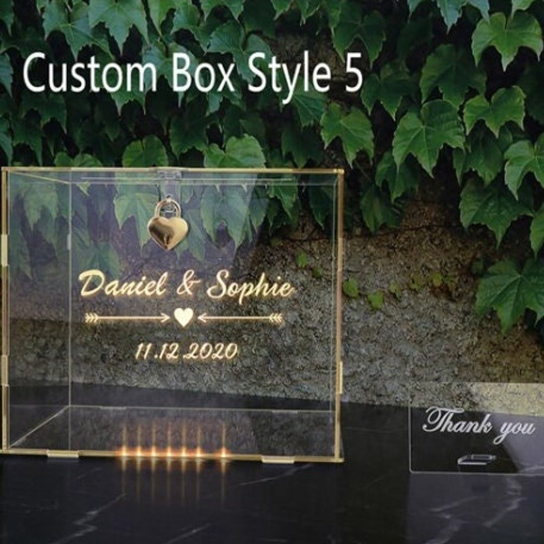 Custom Acrylic Card Box With Slot Light for Wedding Cards and Gifts ...