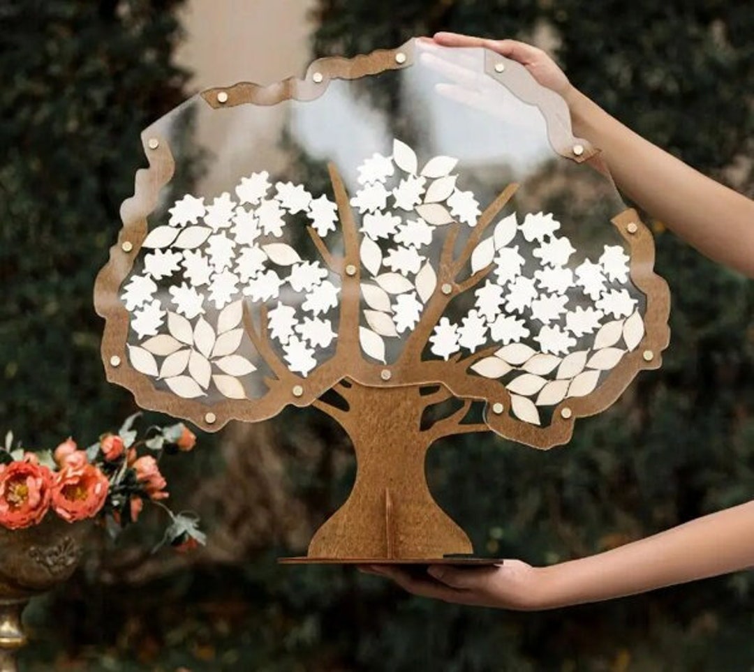 Custom Cute Tree Leaf Wedding Guest Book, Personalised Wedding ...