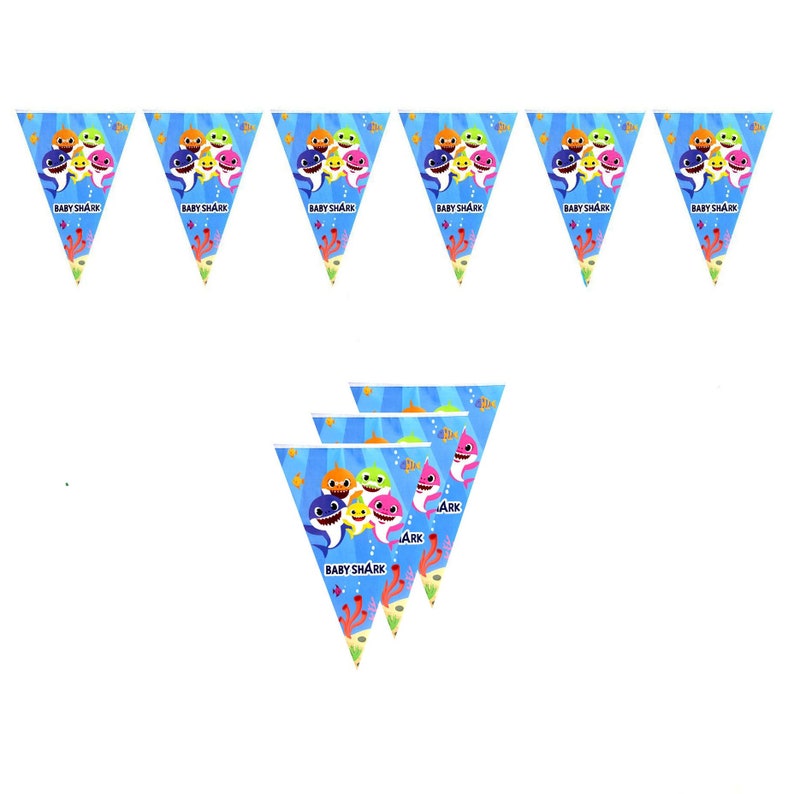 Baby Shark Happy Birthday Decoration Theme Birthday Banner | Etsy