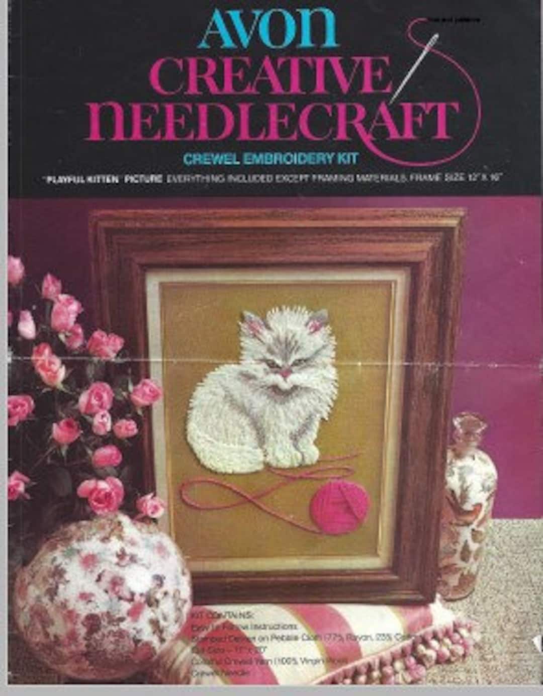 Vintage Avon Embroidery Crewel Kit –playful Kitten Cat 1972 INSTANT ...