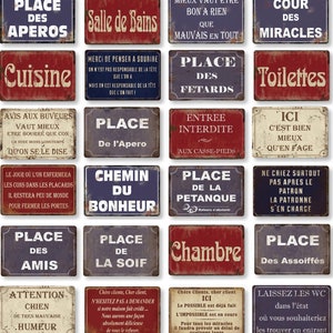 Vintage French Tin Sign Collection Retro Wall Decor for Home, Bar, Cafe ...