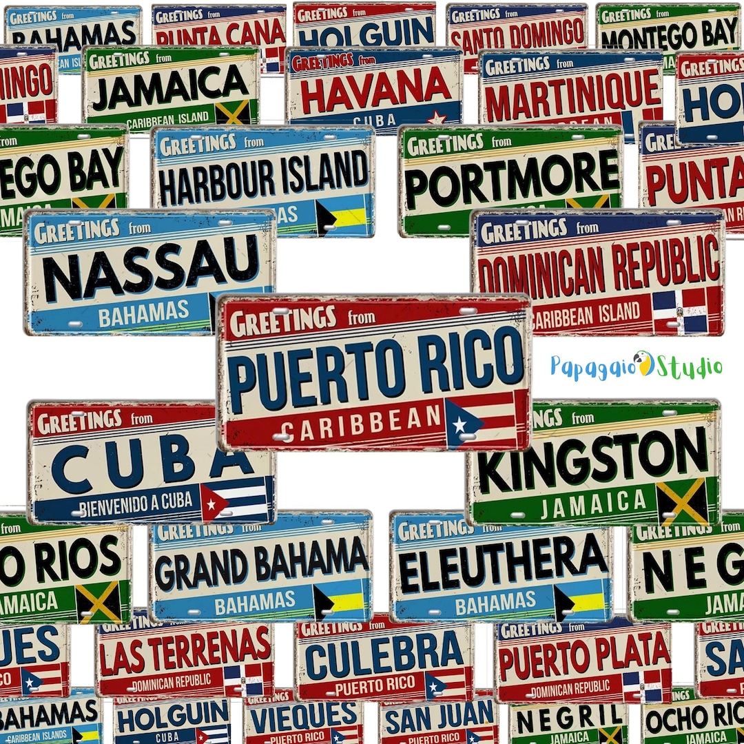 Caribbean Island License Plate Tin Signs Tropical Travel Souvenir Metal ...