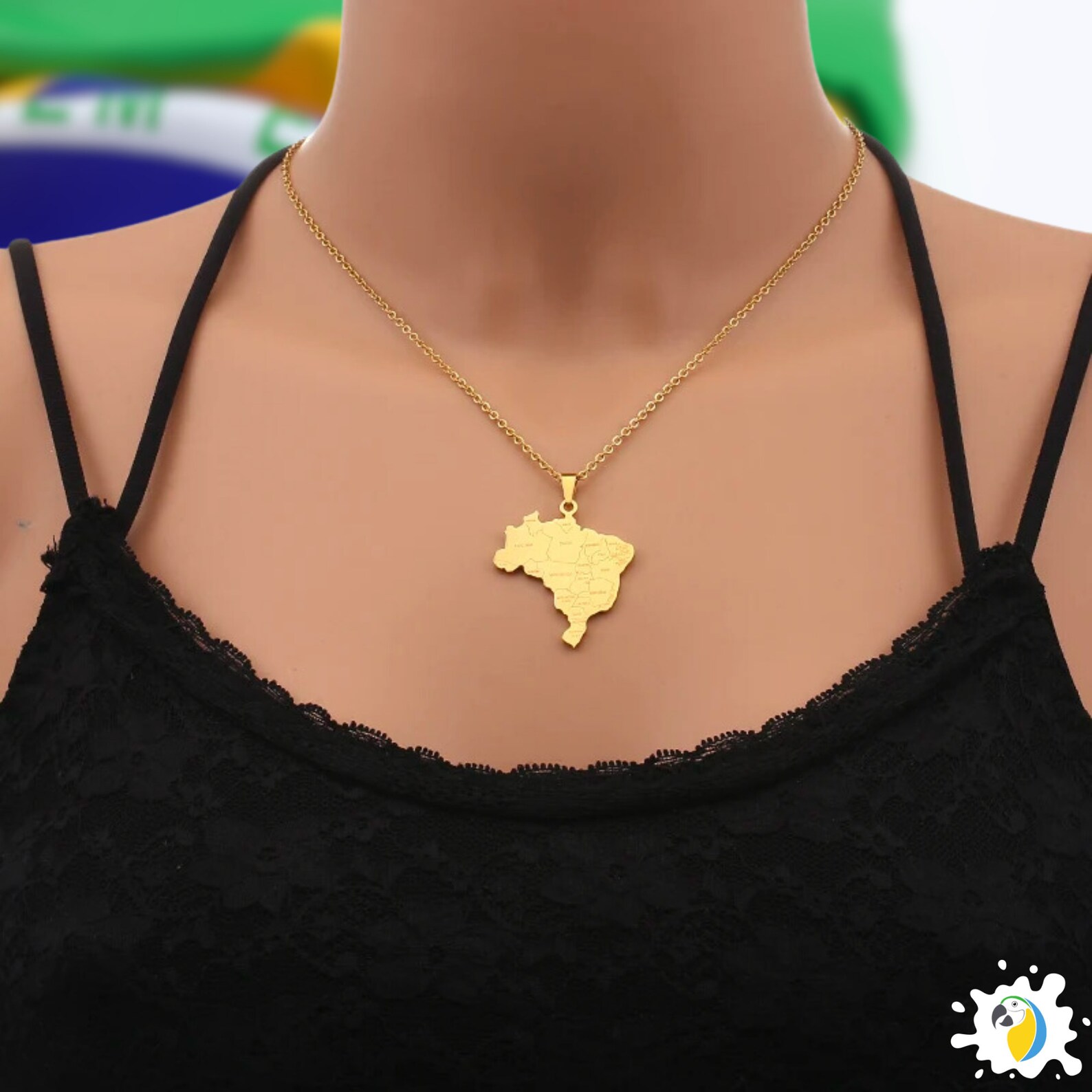 Brazil Map Necklace Brazilian States Silver or Gold-plated Stainless ...