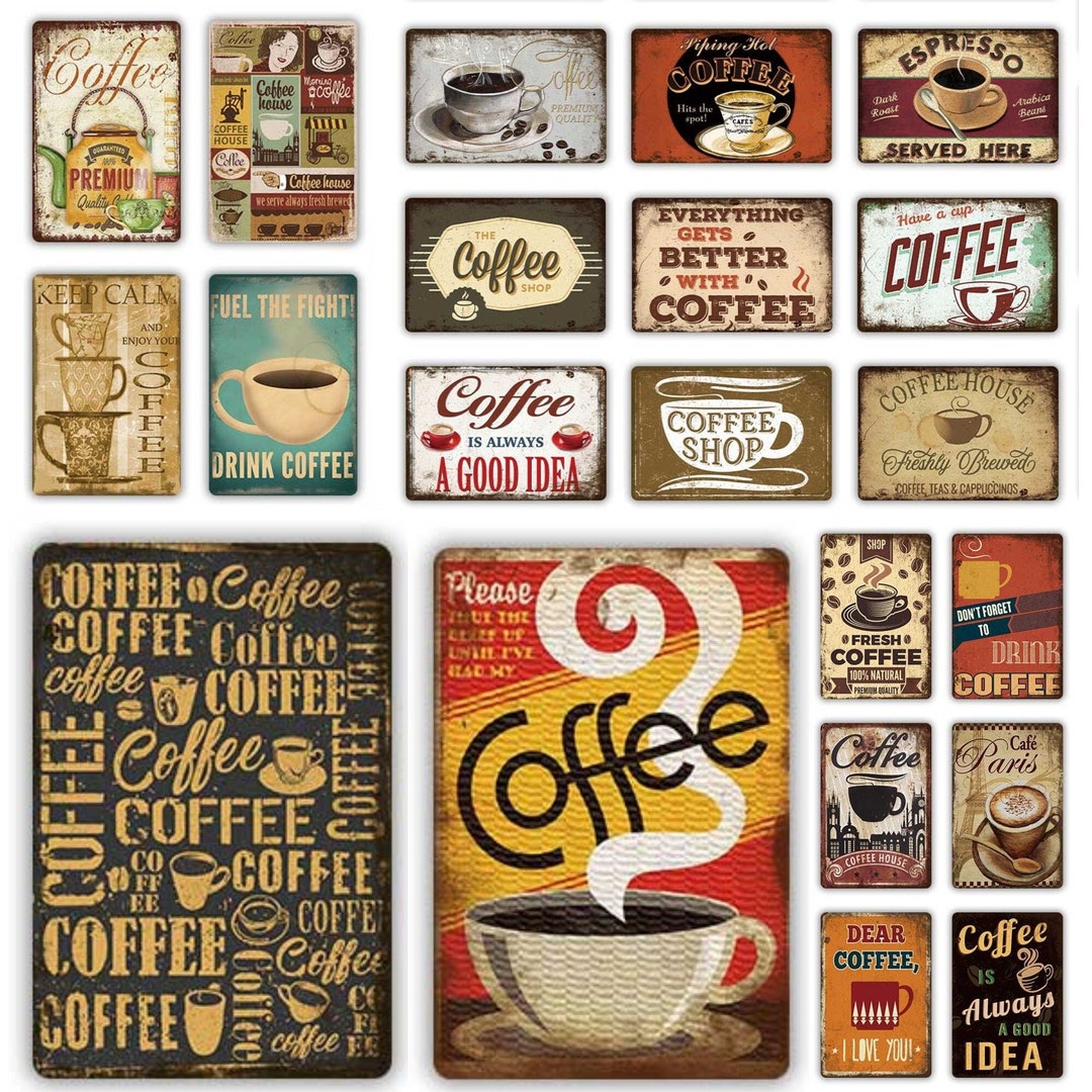 Coffee Shop Vintage Tin Sign Italian Espresso Retro Metal Sign ...