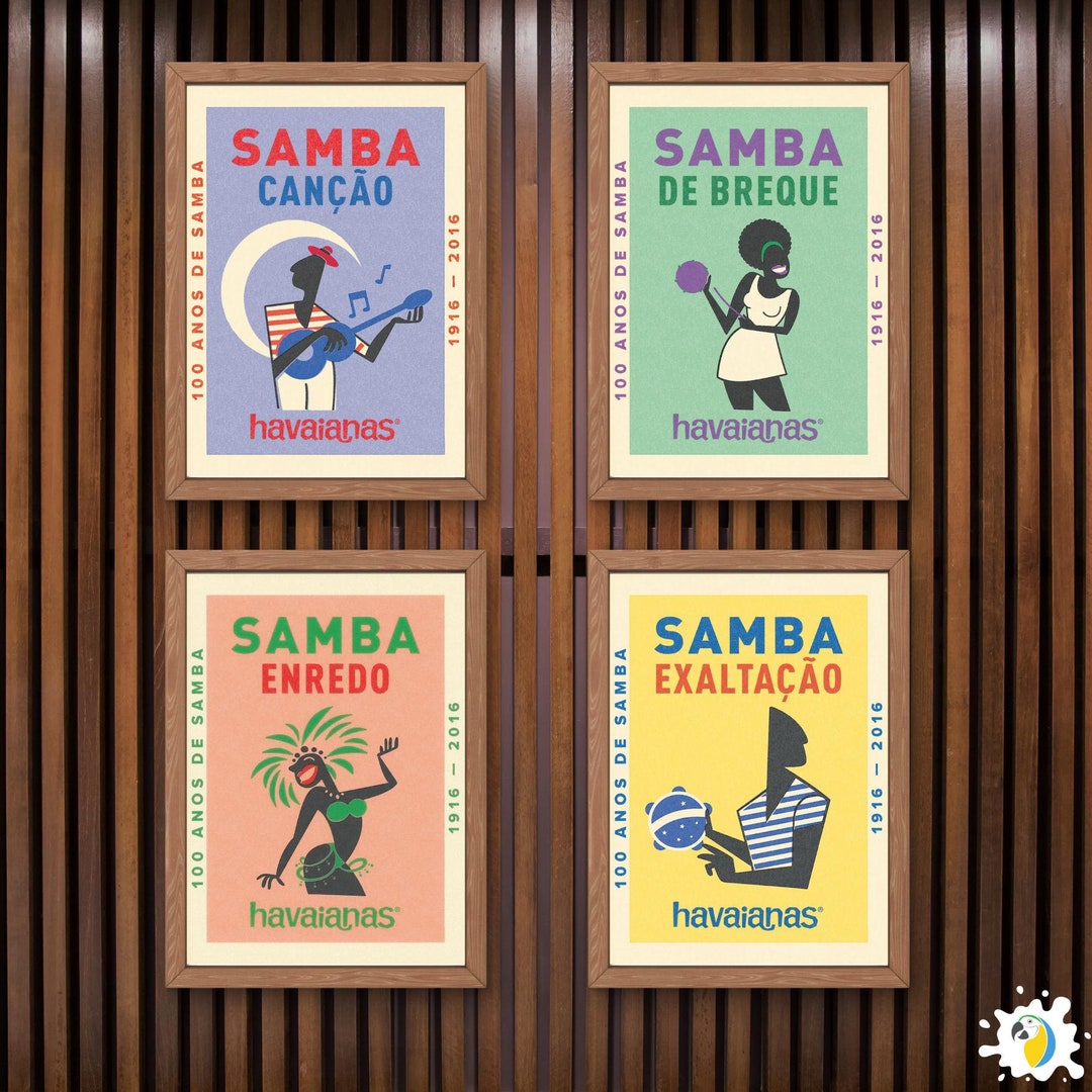 100 Years of Samba Celebration Posters Brazilian Music Retro Flip Flops ...
