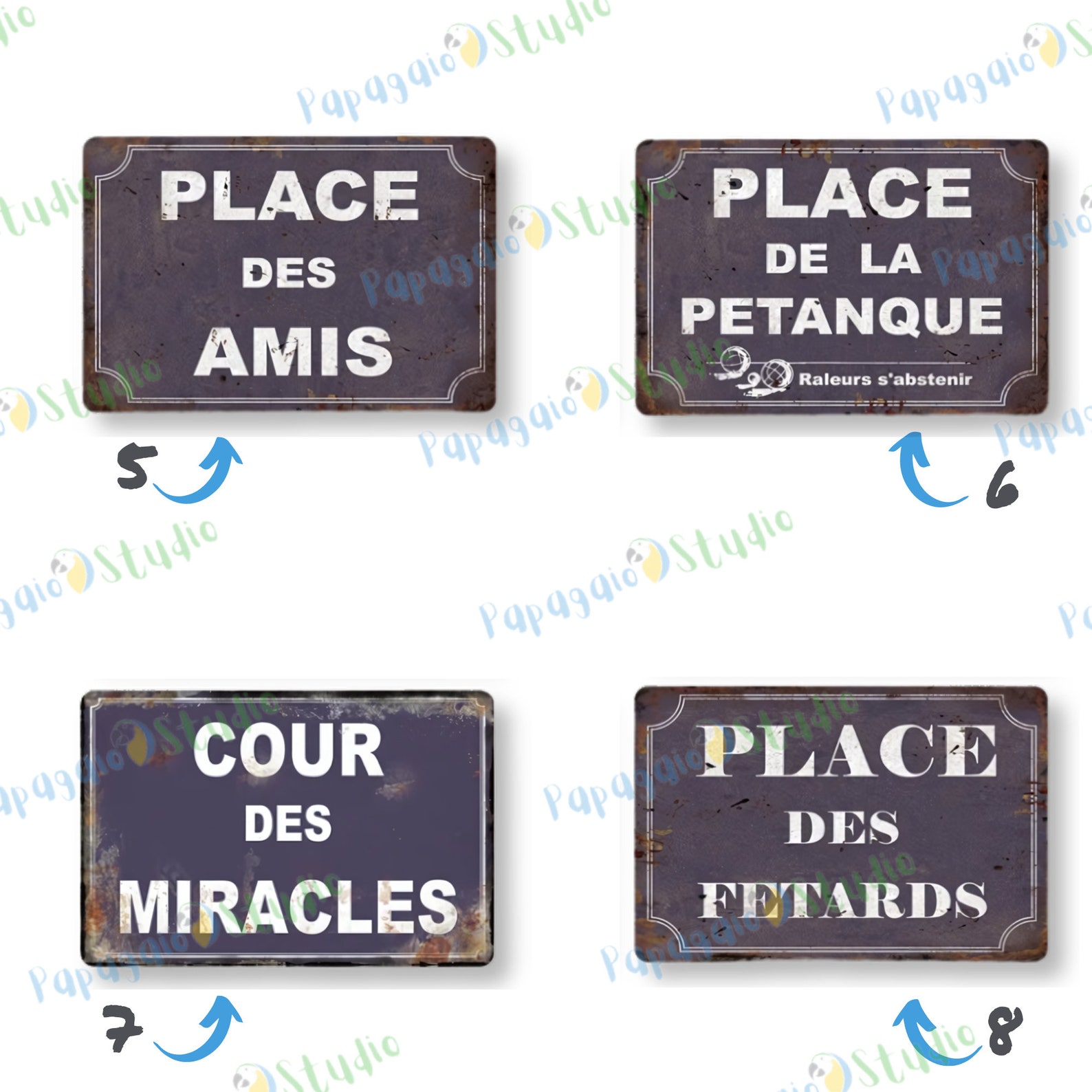 Vintage French Tin Sign Collection Retro Wall Decor for Home, Bar, Cafe ...
