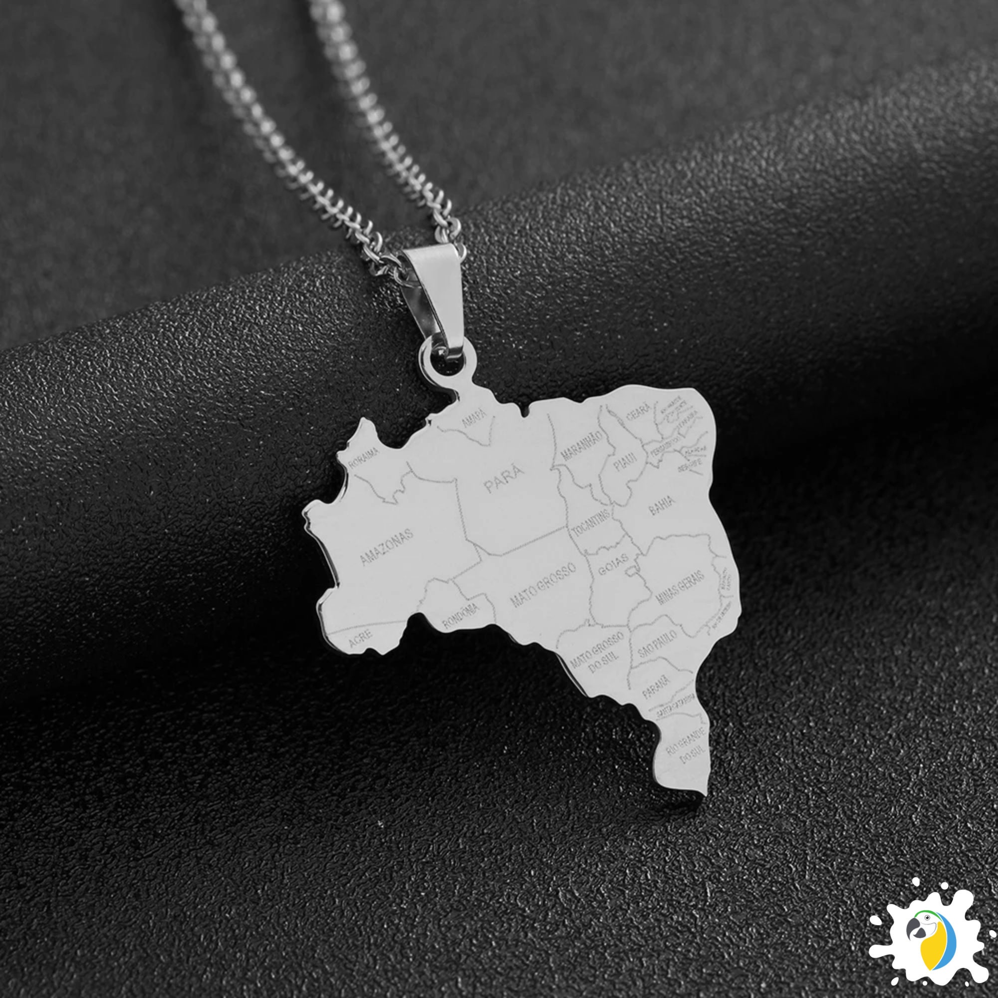 Brazil Map Necklace Brazilian States Silver or Gold-plated Stainless ...