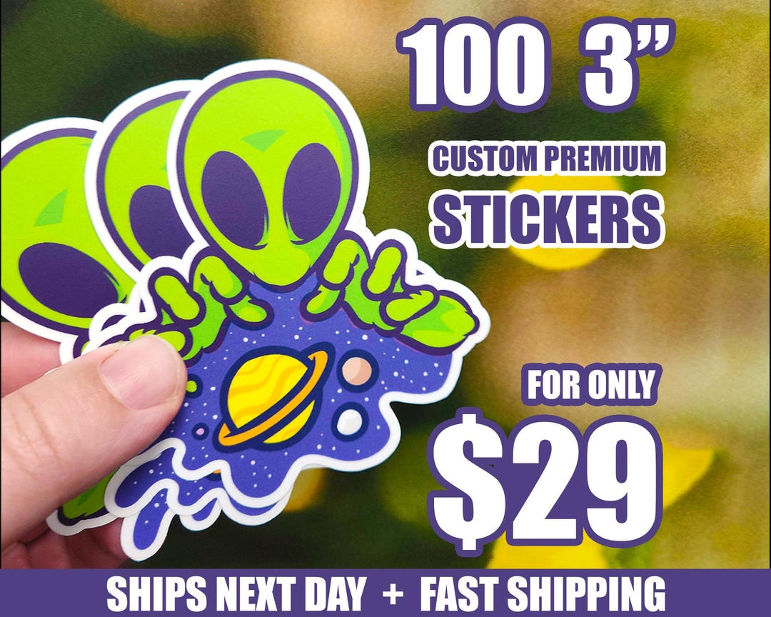 100 Custom Vinyl Stickers – 3" Die Cut, Bulk Stickers - Etsy