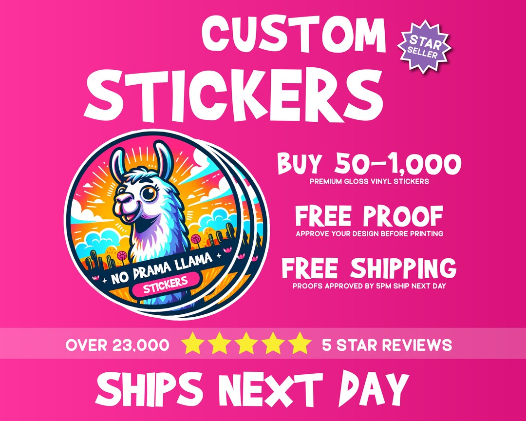Custom Stickers 100 Die Cut Waterproof Custom Vinyl Stickers Ships Next ...
