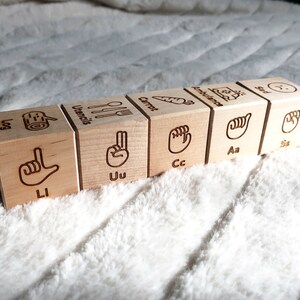 Wooden Sign Language Alphabet Blocks ABC Blocks Wooden Letter Blocks ...