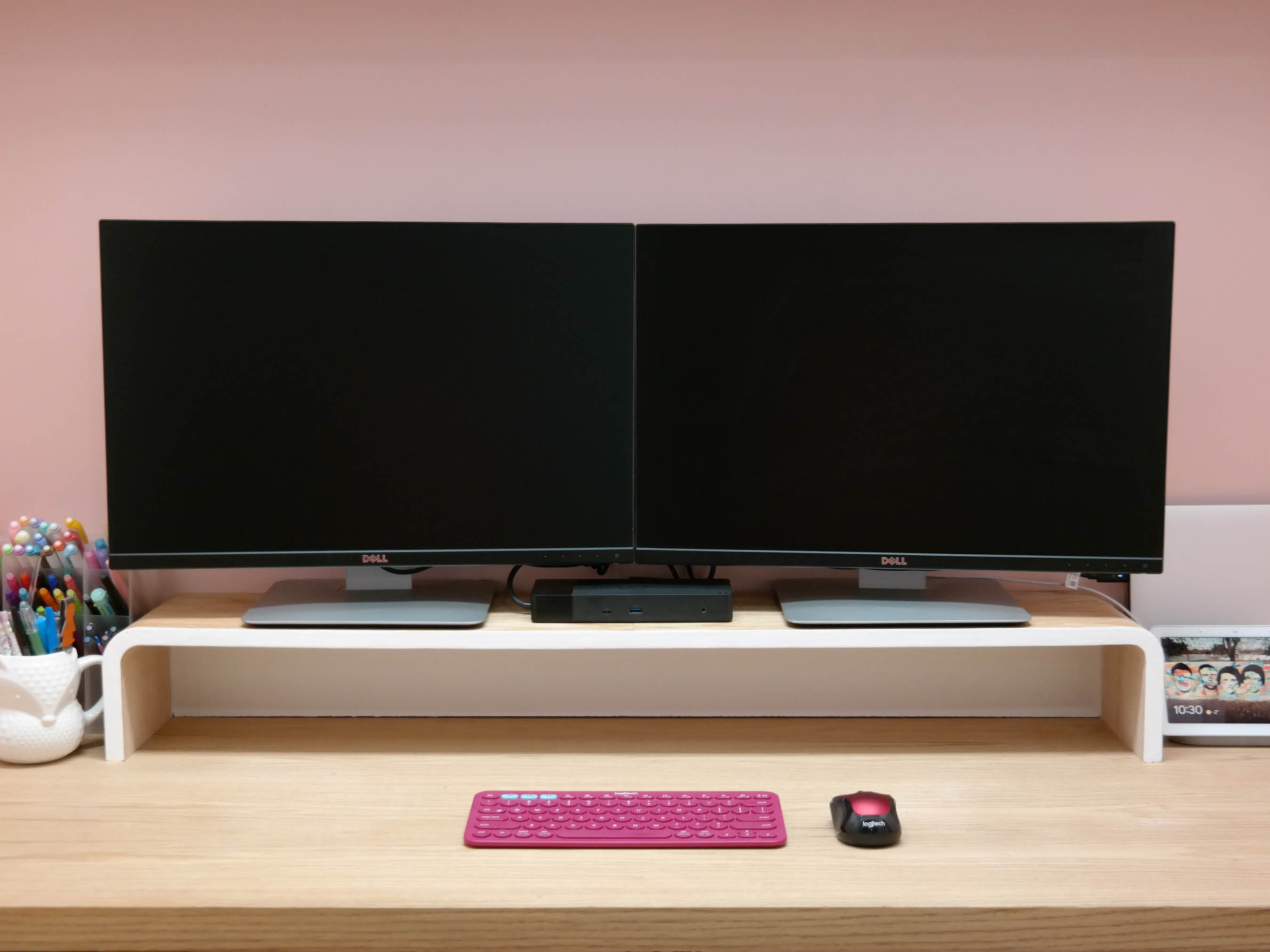 Curved Oak Dual Monitor Stand - Etsy Canada