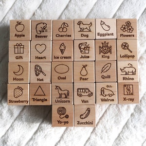 Wooden Sign Language Alphabet Blocks ABC Blocks Wooden Letter Blocks ...