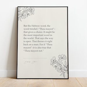 John Steinbeck "timshel" East of Eden, Book Quotes, Wall Art Decor ...