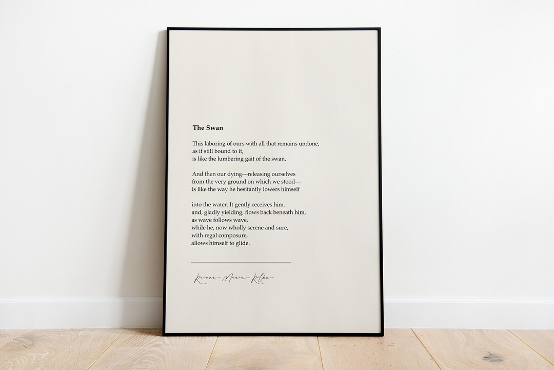 Rainer Maria Rilke "the Swan" Book Print | Motivational Prints | Home ...