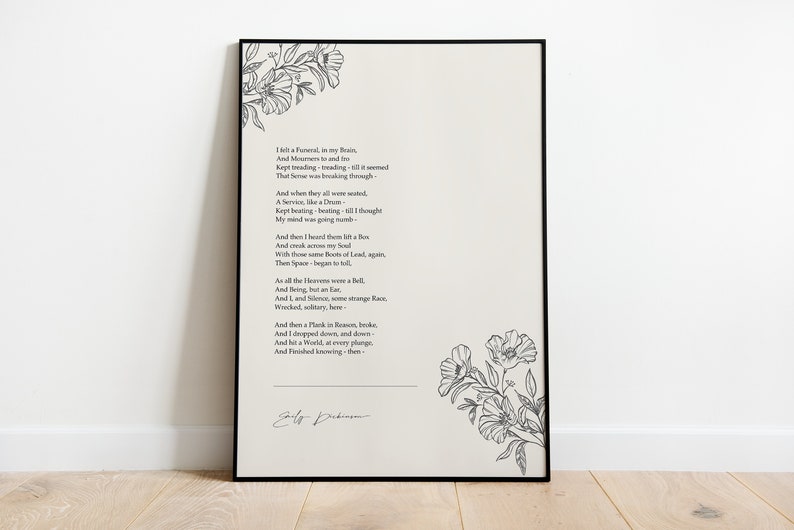 Emily Dickinson i Felt A Funeral in My Brain and - Etsy
