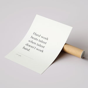 Tim Notke "hard Work Beats Talent..." Printed Poster Wall Art ...