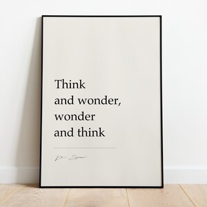 Dr Seuss think and Wonder, Wonder and Think Poetry Prints Home Decor ...