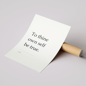 Hamlet Printed Poster / "to Thine Own Self Be True" | Wall Art ...