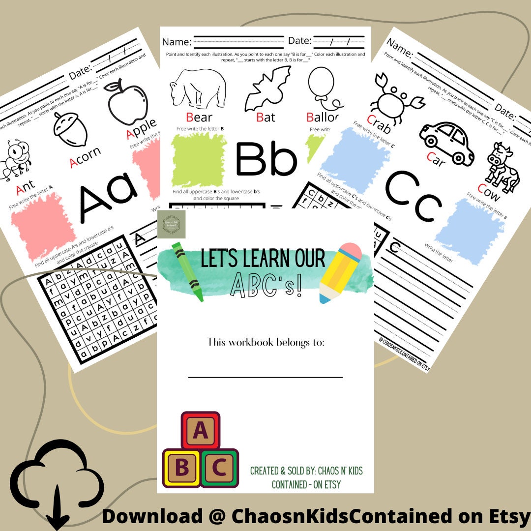 Abc Workbook Pre-k/kindergarten Letter Recognition & Writing Practice ...