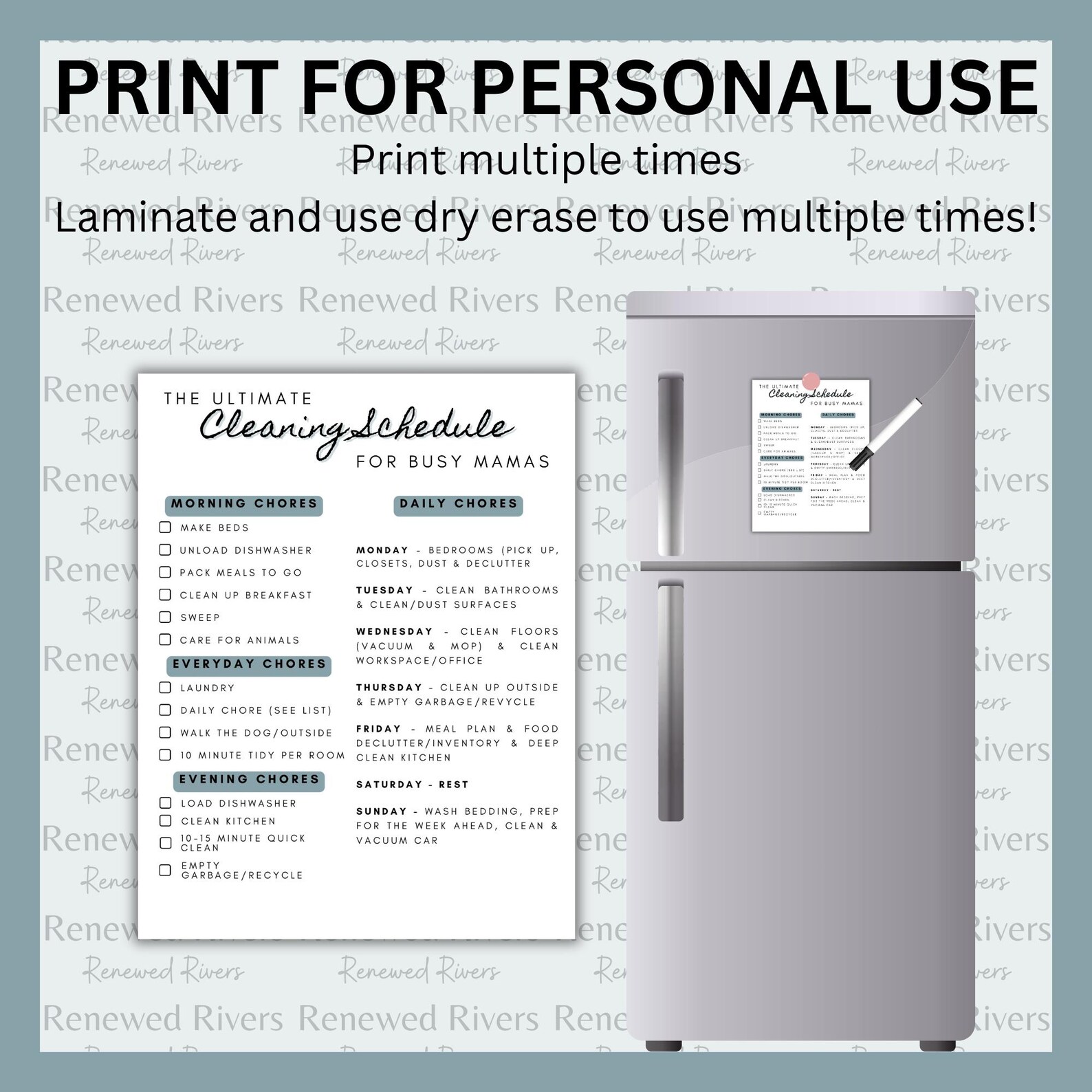 The Ultimate Cleaning Checklist for Busy Mamas | Digital Download ...