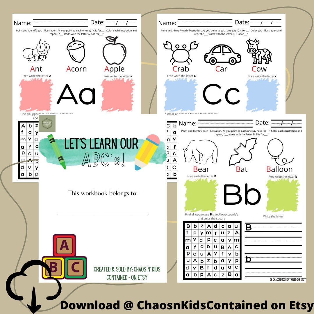 Abc Workbook Pre-k/kindergarten Letter Recognition & Writing Practice ...