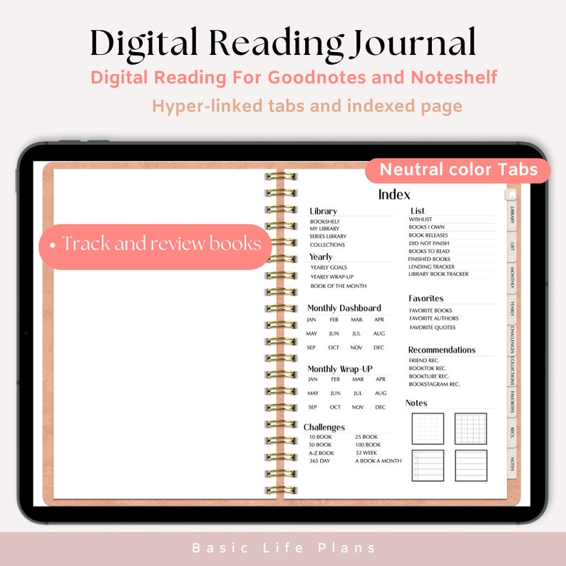 Digital Reading Journal | Goodnotes Reading Journal | iPad Reading ...