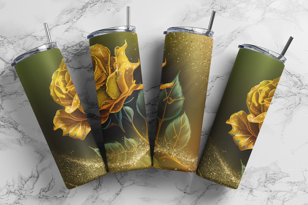 Yellow Rose Glitter Tumbler, Sublimation, Ready to Press, Print Out ...