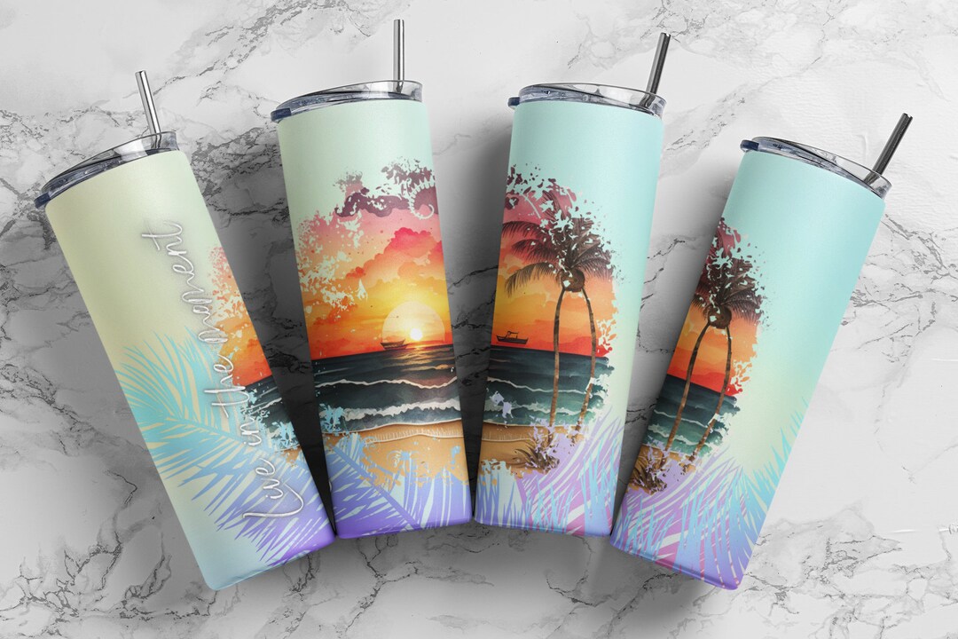 Beach Sunset, Sublimation, Ready to Press, Print Out Transfer, 20 Oz ...