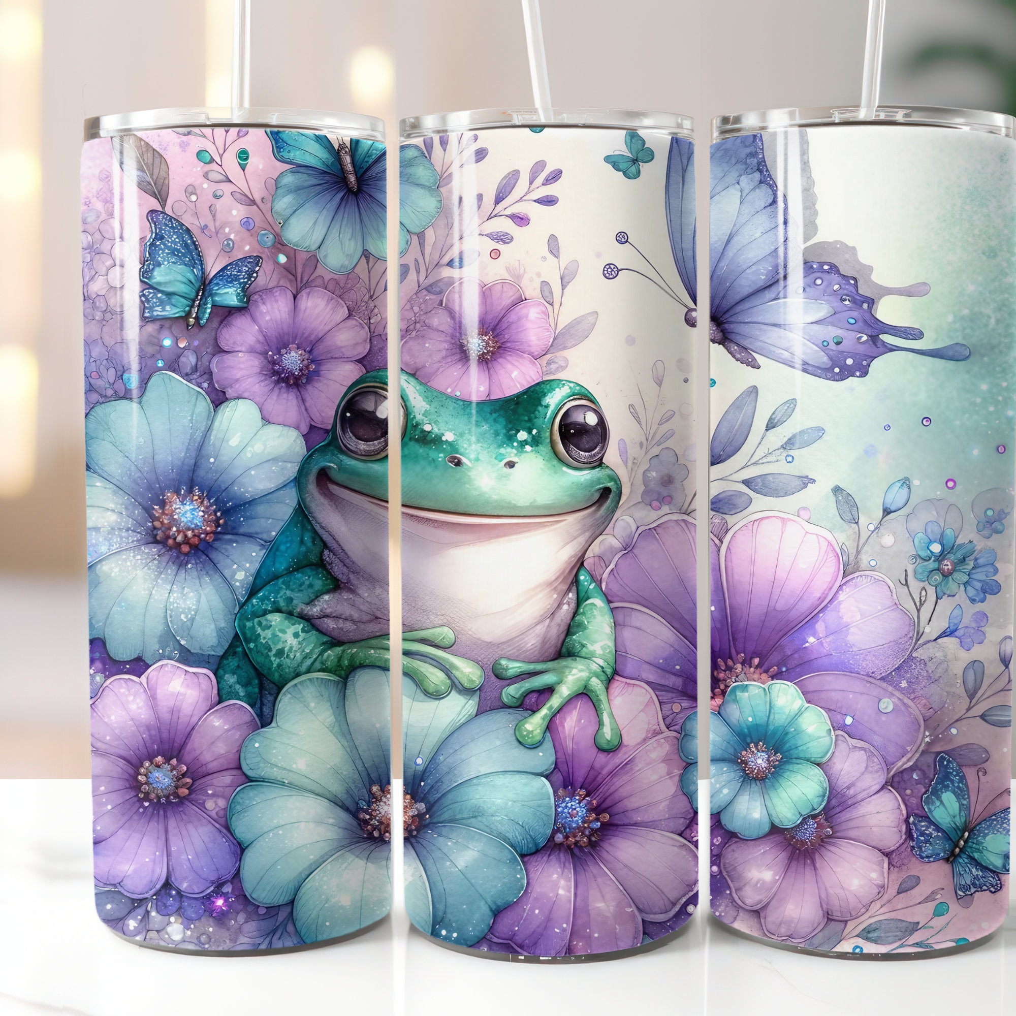 Frog, Purple Blue Floral, Sublimation, Ready to Press, Print Out ...