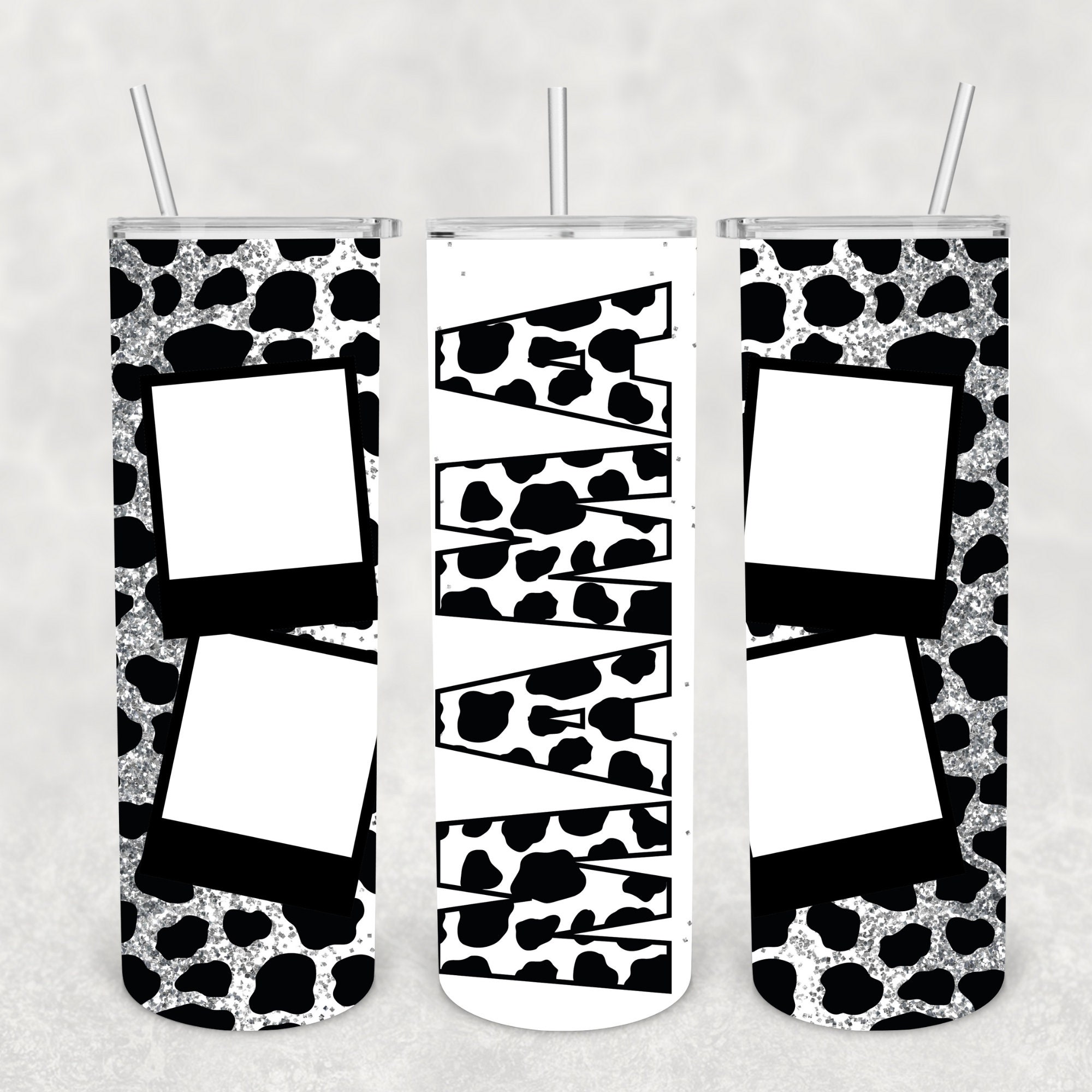 Polaroid Photo Tumbler, Mama Cow Print, Sublimation, Ready to Press ...