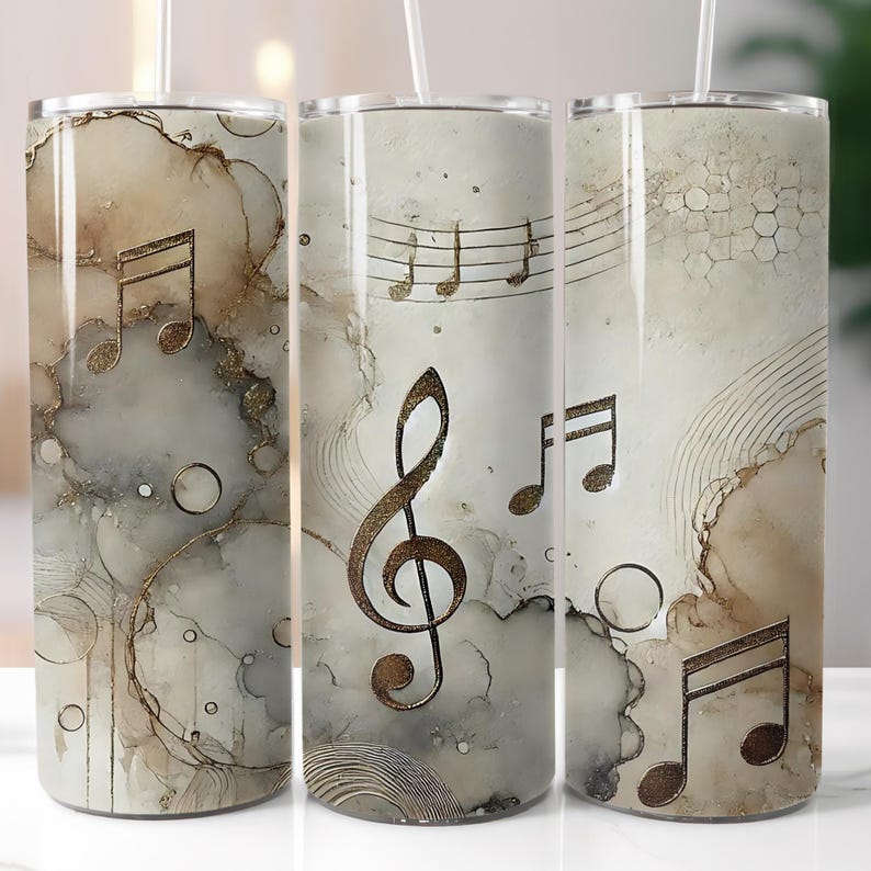 Boho Aesthetic, Music, Musical Notes, Sublimation Wrap, Ready to Press ...
