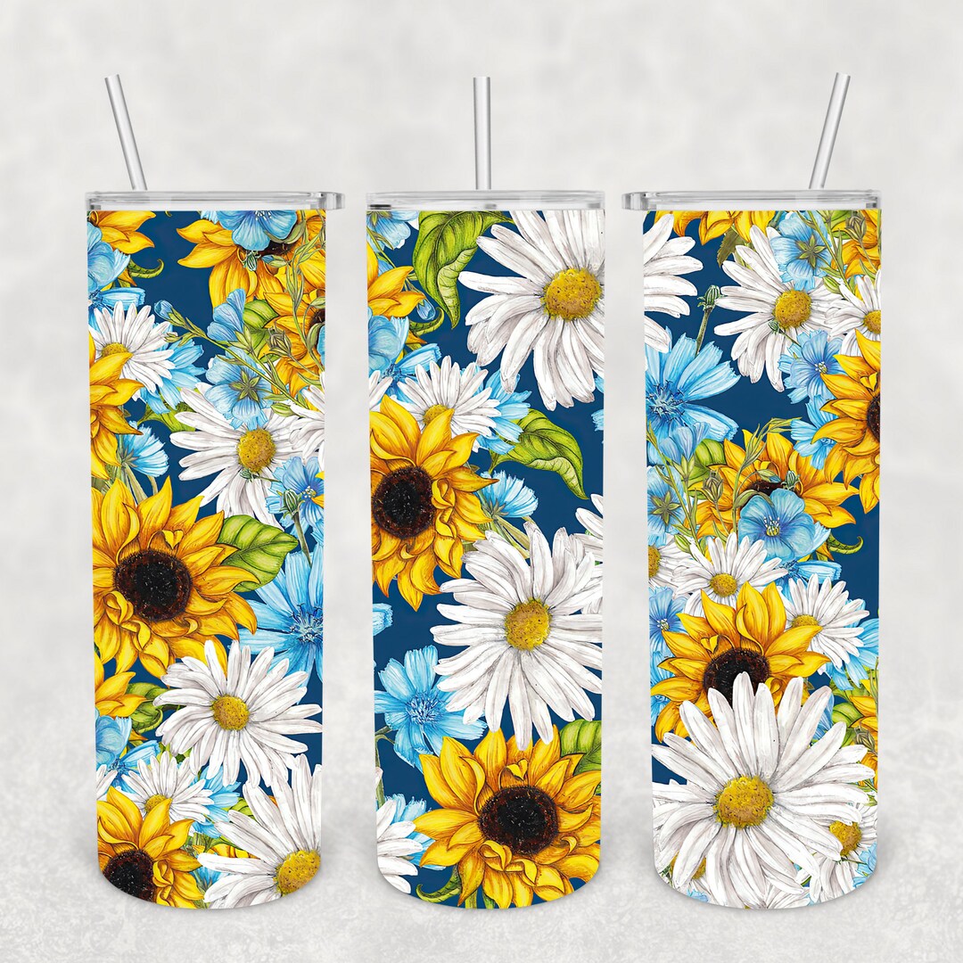 Blue Daisy, Sublimation, Ready to Press, Print Out Transfer, 20 Oz ...