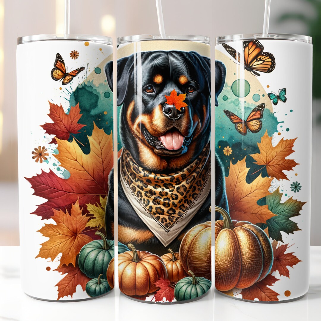 Fall, Rottweiler, Pumpkins, Fall Leaves, Sublimation, Ready to Press ...